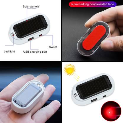 AVX Car Solar Energy Anti-theft Device LED Warning Light Car Fancy ...