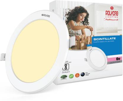 Polycab Scintillate Edge Lite 6W LED Panel Slim Round 3000 K Recessed ...