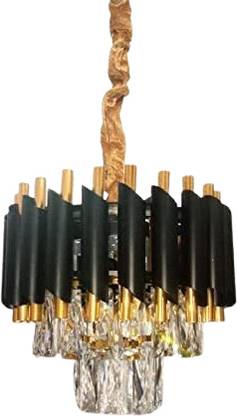 GLINTAC Modern 300mm Black and Gold Chandelier Light Fixture, 12 inch ...