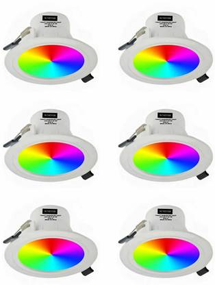 sunever 7 Color Concealed LED Light Pack of 6 Recessed Ceiling Lamp ...