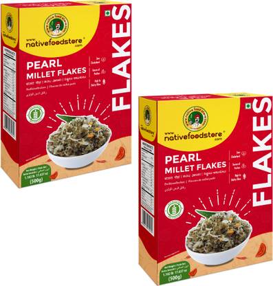 Nativefoodstore Kambu/Pearl Millet Flakes (Poha)- pack of 2-500g-(Bajra ...