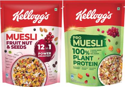 Kellogg's Muesli Fruit, Nut & seeds 500g + Pro Muesli with 100% Plant ...
