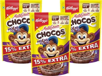 Kellogg's Chocos Moons and Stars, Whole Grain Breakfast Cereals Pouch ...
