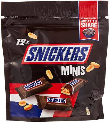 SNICKERS Mini Bar Milk Chocolate With Soft Nougat and Caramel Centre 12 ...