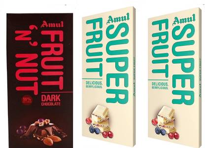 Amul Fruit N Nut Dark Chocolate Bar & Super Fruit Chocolate Bars Price ...