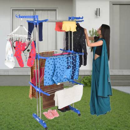 TNC Steel, Plastic Floor Cloth Dryer Stand DOUBLE POLL 3 TIER CLOTH ...