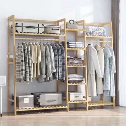 ADA Handicraft Multifunction Bamboo Dual Rod Garment Rack Free Standing ...