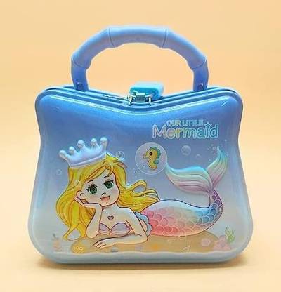 Rockjon Mermaid Piggy Bank / Lock &Key Money Box/ Coin Collection tin ...