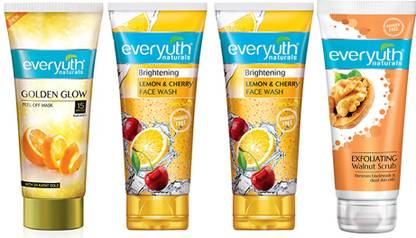 Everyuth Naturals Peel off Mask (50g)+ Lemon & Cherry Face Wash (2X50g ...