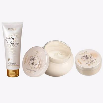 Oriflame MILK & HONEY GOLD Nourishing Hand & Body Cream 250 ml , Hand & Body Cream 75 g , MILK ...