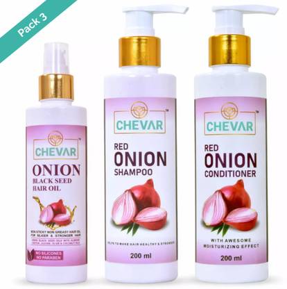Chevar (onion hair oil + shmapoo + conditioner) for Hair Growth and ...