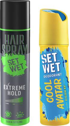 SET WET Hair Spray, Extreme Hold for Men, Hair Styling, 200ml & Cool ...