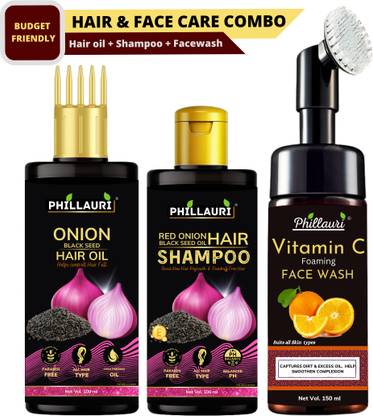 Phillauri Red Onion Black Seed Oil Hair Care Kit (Hair Oil + Shampoo ...