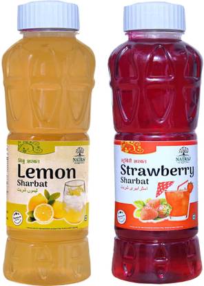 NATRAJ The Right Choice Lemon & Strawberry Sharbat Syrup Refreshing ...