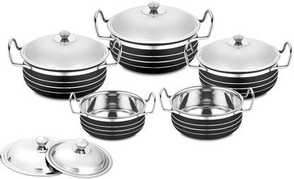 Classic Essentials Black Colour Cooking & Serving Biryani Handi Set of ...