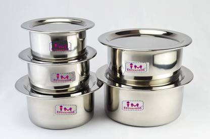 IM ENTERPRISE Tope steel Set With Lid,Patila Set,Tapeli Set With Lid ...