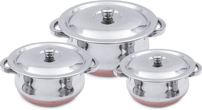 LIMETRO STEEL Stainless Steel 3 Pieces Copper Bottom Cookware Set ...