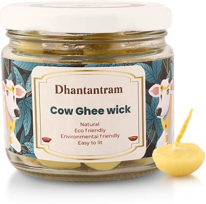 Dhantantram Natural Cow Ghee Wicks (30 Piece in One Pack) Cotton Wick ...