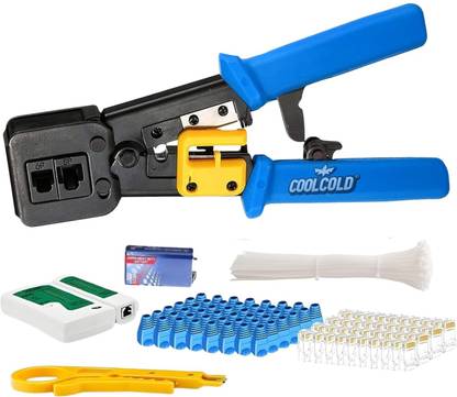 coolcold Ethernet Crimper Kit with Tester, Connectors & Tools RJ45 ...