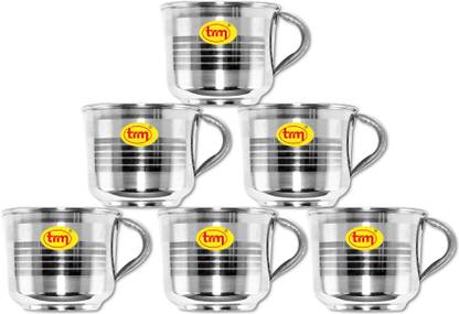 TRM Pack of 6 Stainless Steel Single Wall Stainless Steel Silver Tea ...