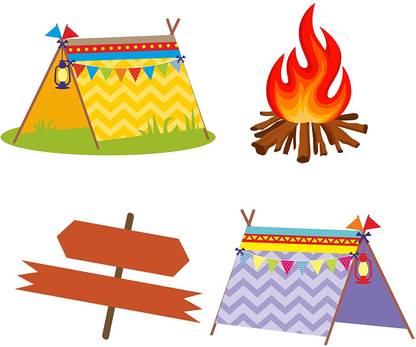 Pretty UR Party Camping Theme Paper Cutouts for Birthday Parties, Party ...