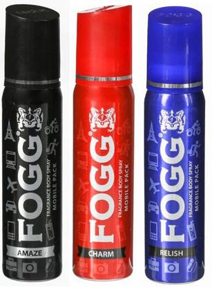 FOGG AMAZE, CHARM, RELISH MOBILE PACK (3x25ML) Pocket Perfume - For Men ...