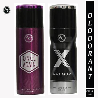 Aero Care Once Again & Maximum X Deodorant Spray Perfume Body Spray ...