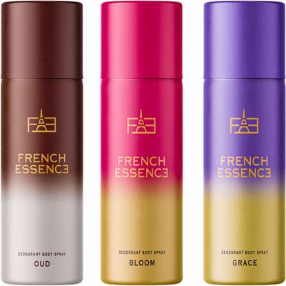 FRENCH ESSENCE Combi Pack of Bloom,Oud,Grace Deodorant Spray - For Men ...