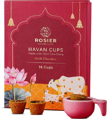 ROSIER Haldi Chandan Havan Cups for Pooja, 32 Cups + 1 Stand, made from ...