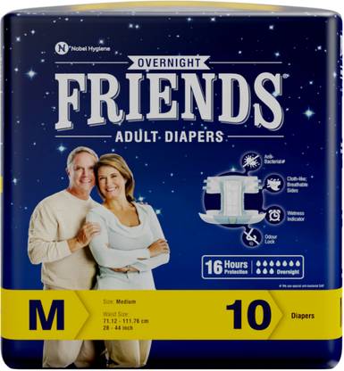 FRIENDS Overnight Tape Type Adult Diapers - M - Buy 10 FRIENDS Soft ...