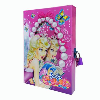 KARBD Barbie Pink Butterfly Blue Yellow Color Secret Lock Diary with ...