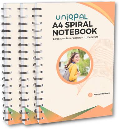UNIQPAL Plain Spiral notebook | A4 Size(210x297mm) | 75GSM | 600 Pages ...