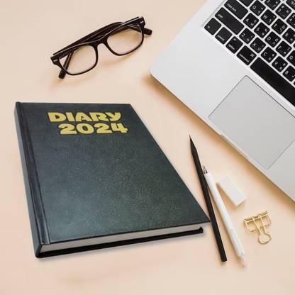 Pixel Water Green A5 Diary 2024 Ruled Bilingual With Planner 204 Pages ...