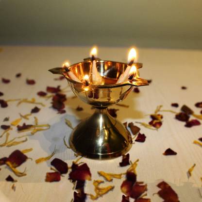 T-KA108 Panch Mukhi Star Deep, Deepam, Aarti Diya, Deepam Brass Table ...