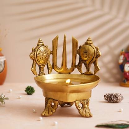 shyam antique creation Large Size Shankh Chakra Namah Design Arti Oil ...