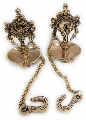 RAMA METAL BRASS VISHNU SANKH CHAKRA NAMA DEEPALU Brass (Pack of 2 ...
