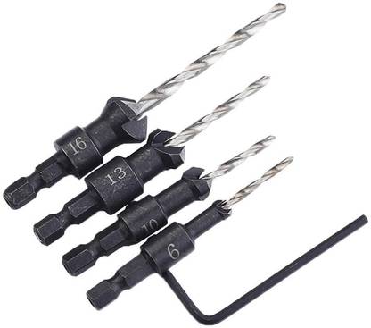 Lyla 4 Pieces HSS Hex Shank Drilling Bit Set Steel Wood Carpenter ...