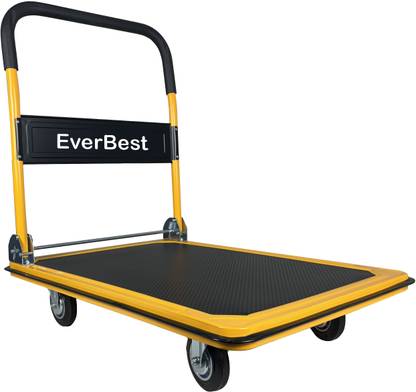 EverBest 300Kg Portable Folding Metal Cart with 360° Rotating Wheels ...