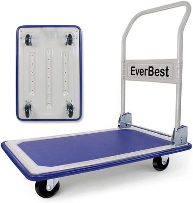 EverBest 150Kg Portable Folding Metal Cart with 360° Rotating Wheels ...