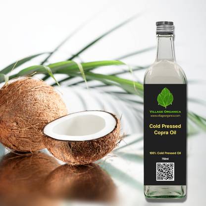 Village Organica Organic and Cold Pressed Copra Oil Coconut Oil Glass ...