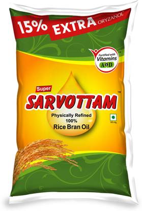 Super Sarvottam Physically refined Rice Bran Oil Pouch Price in India - Buy Super Sarvottam ...