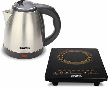 SURYAVIVA Kettle 1.5 Ltr. Combo Touch Induction Cooktop Electric Kettle ...