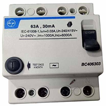 L&T RCCB/ELCB 30mA 63A 4 Pole (Standard Size, White) 63A-4Pole_MCB MCB ...