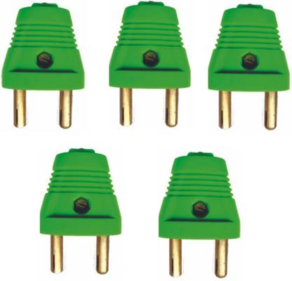 Sarv 2 Pin Male/Female Plug Top-Green (Pack of 5) Unbreakable Two Pin ...