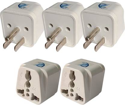 vadda bai Pack of 5 Adapter for Convert 2 & 3 Pin Plug India to USA ...