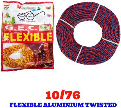SUPER GEC 10/76 Flexible Double Core Electrical Wire Twisted Aluminium ...