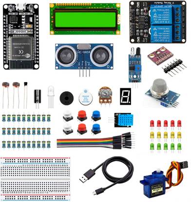 SHEKTRONIX ESP32 IoT Beginner Kit with Sensors, Modules, Breadboard & Servo Motor Educational ...