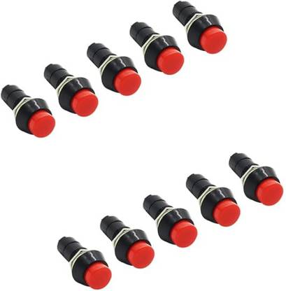 Universal Hub 2 Pin Push Button Switch Self-Lock On/Off Red Pack of 10 ...