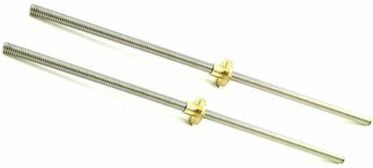 INVENTO 2Pcs 800mm(0.8 mtr)SS304 Threaded Rod M8 8mm OD+M8 nut 1.25mm ...