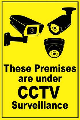 VAAIMAI Permises Under CCTV Surveillance Sticker, 8X12 INCH, Yellow ...